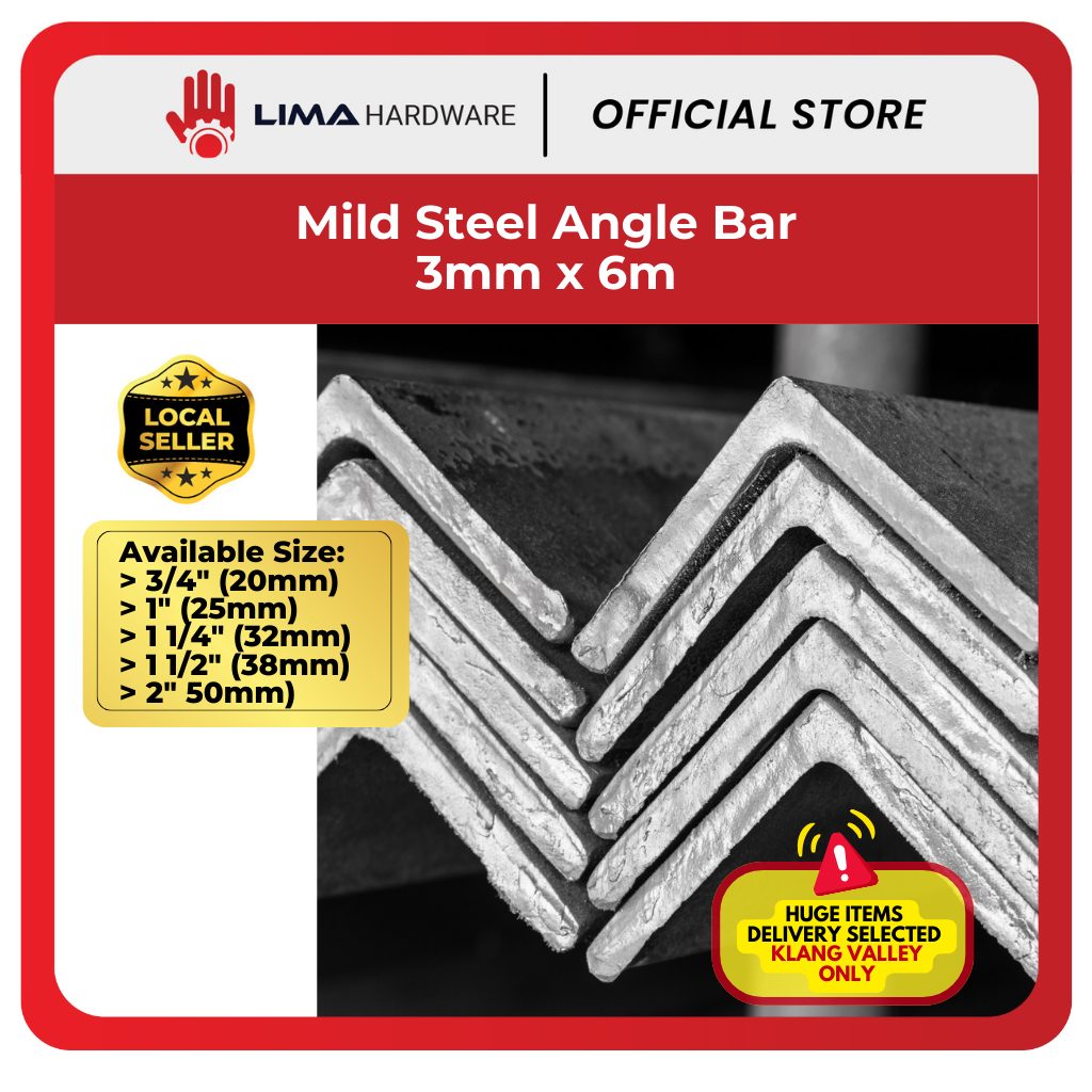 6M Angle Bar, Bar Angle Besi 角钢 3mm x 3/4Inch | 1Inch | 1 1/4Inch | 1 1 ...