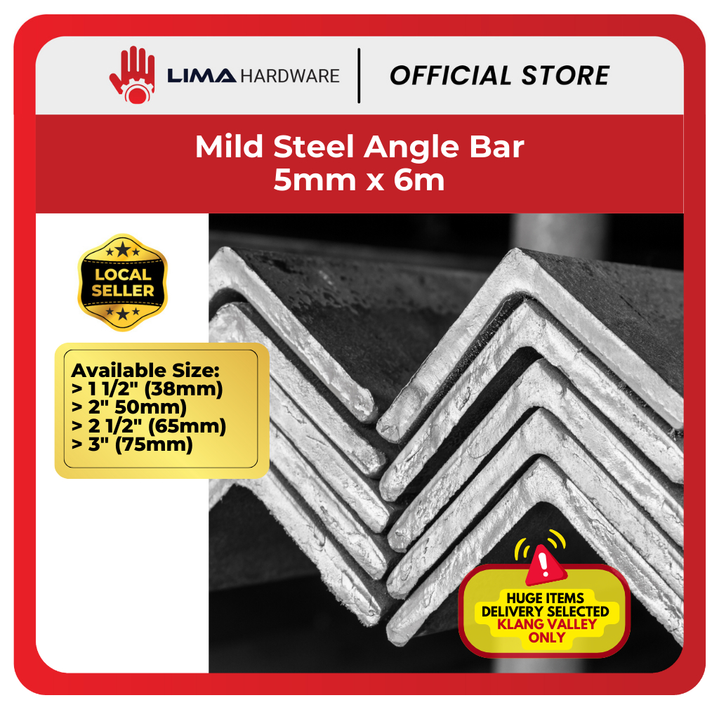 6M Angle Bar, Bar Angle Besi 5mm x 1 1/2Inch | 2Inch | 2 1/2Inch ...
