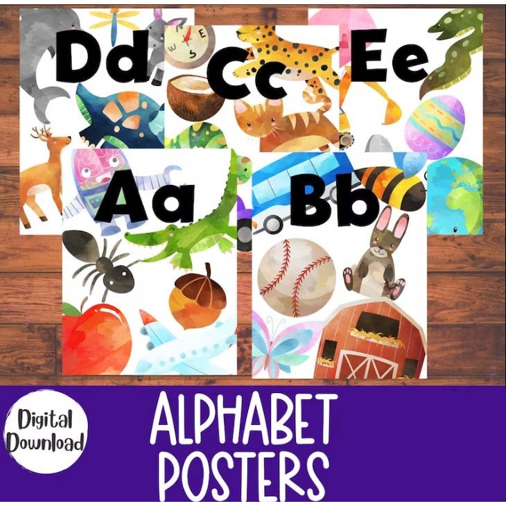 PDF] Alphabet Poster Kids Activity Printable Montessori Toddler Kids ...