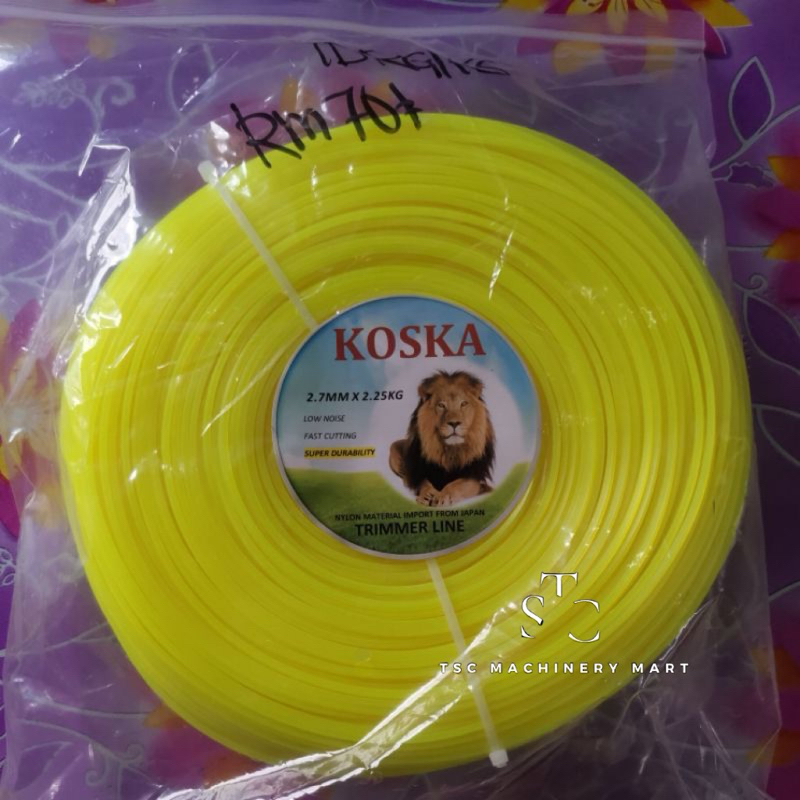 KOSKA GRASS CUTTER NYLON TRIMMER LINE (YELLOW) 2.7MM X 2.25KG TALI MESIN RUMPUT | Shopee Malaysia