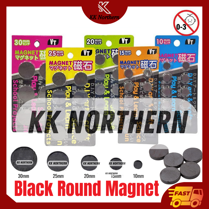 VT Magnet Round Circle Black Magnet DIY (10mm/15mm/20mm/25mm/30mm ...