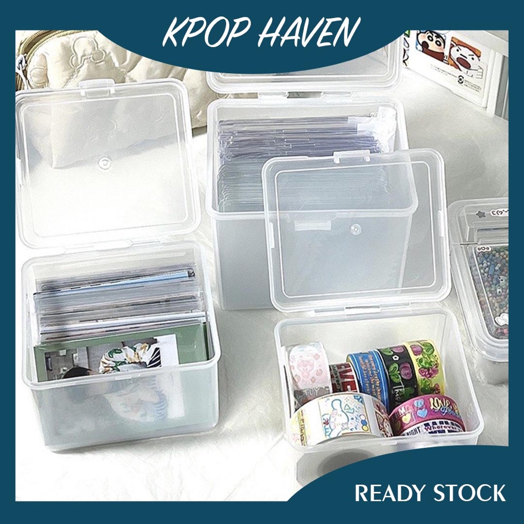 Ins Desk Storage Organizer Box Photocards Storage Box Transparent ...