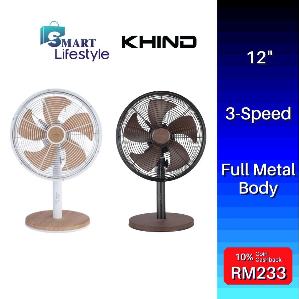 Khind 12" Table Fan 3 Speed Full Metal Body TF-121M | Shopee Malaysia