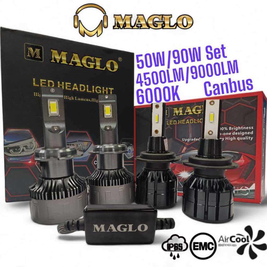 MAGLO M30/D45 Car LED Headlight CanBus D series H1 H4 H7 H8 H11 9005 9006, 90W 9000Lm 6000K ...