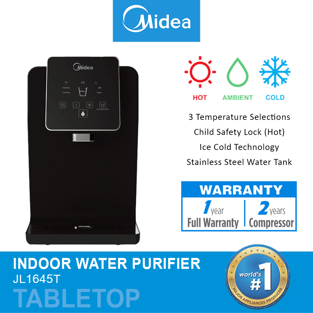 MIDEA TANKLESS WATER PURIFIER TABLE TOP - BLACK / WHITE - JL1645T (1 ...