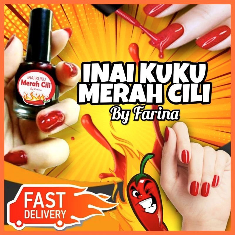 Inai Kuku Merah Cili Botol Pekat Viral Halal Enai Nail Red Original Tak ...