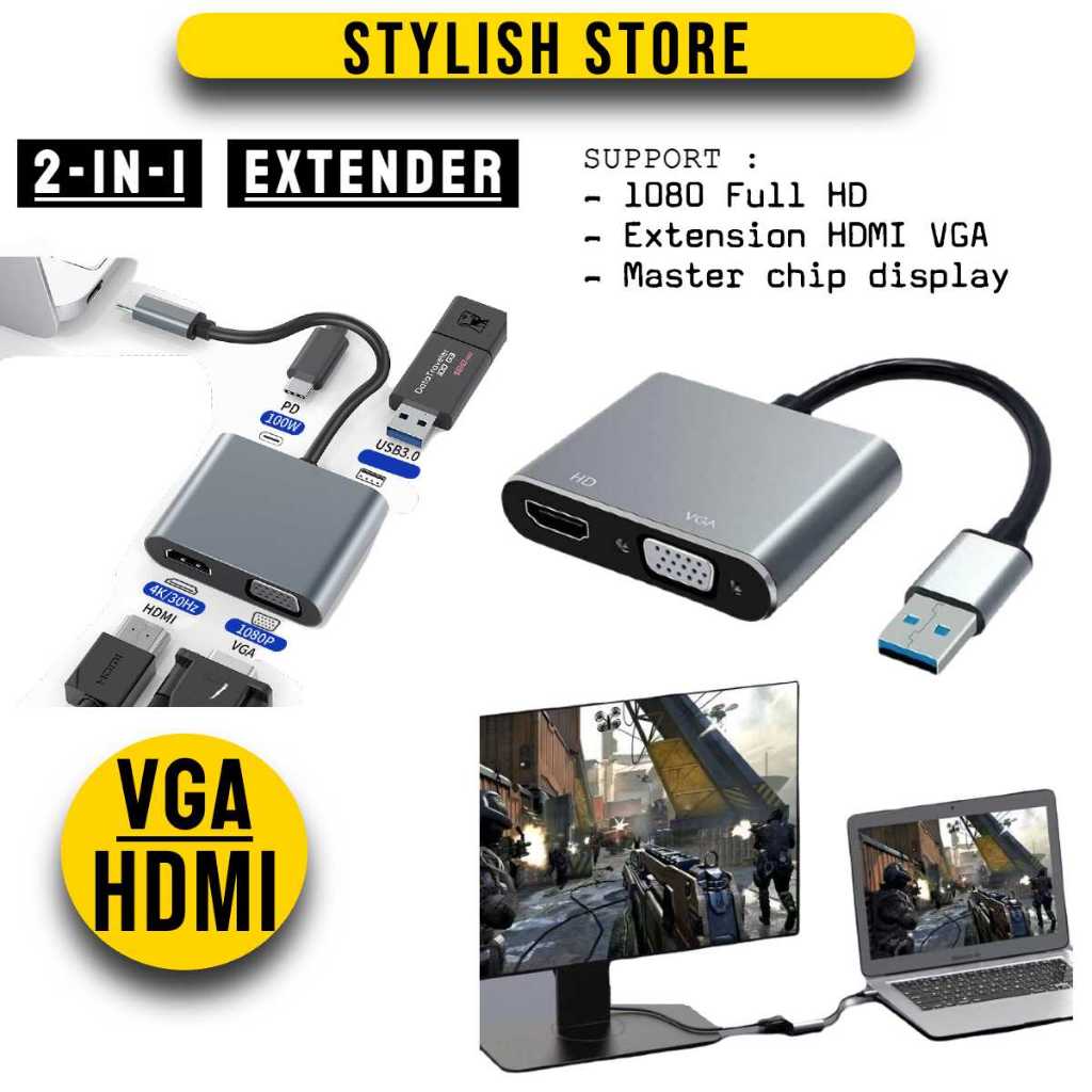 USB Type C To HDTV VGA HDMI Port Hub Female Converter Cable Adapter OTG ...