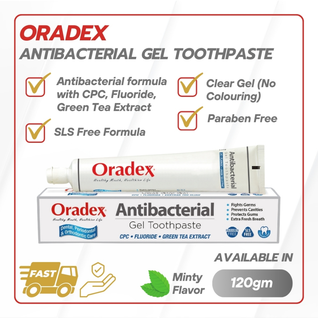 Oradex Antibacterial Gel Toothpaste 120gm | Ubat Gigi Antibacteria ...