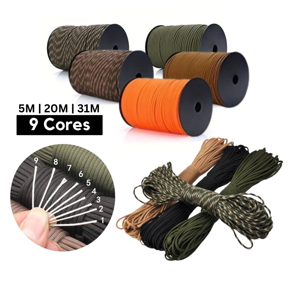 20M & 31M Paracord Rope 9 Cores 4mm 550 Military Standard Parachute ...
