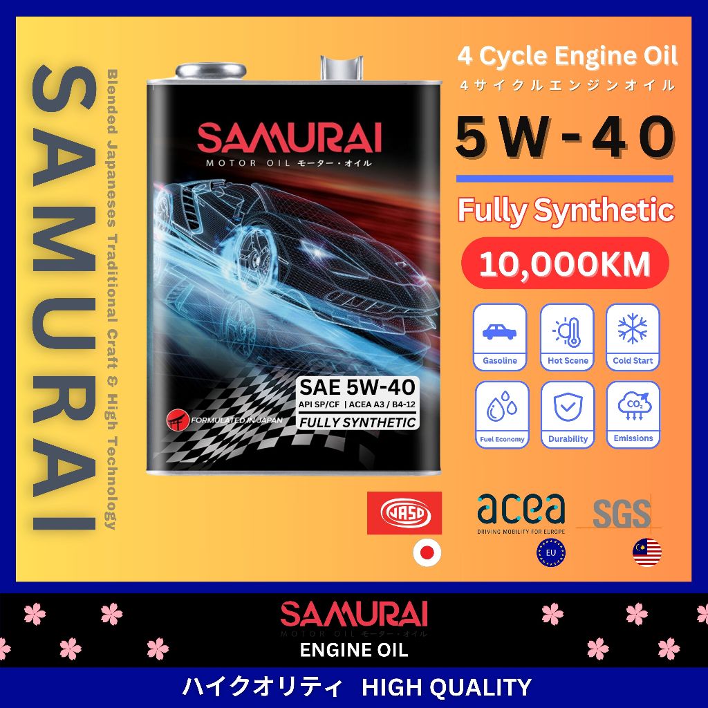 Samurai Japan Engine Oil Fully Synthetic 5W40 API SP/CF Perodua Proton ...
