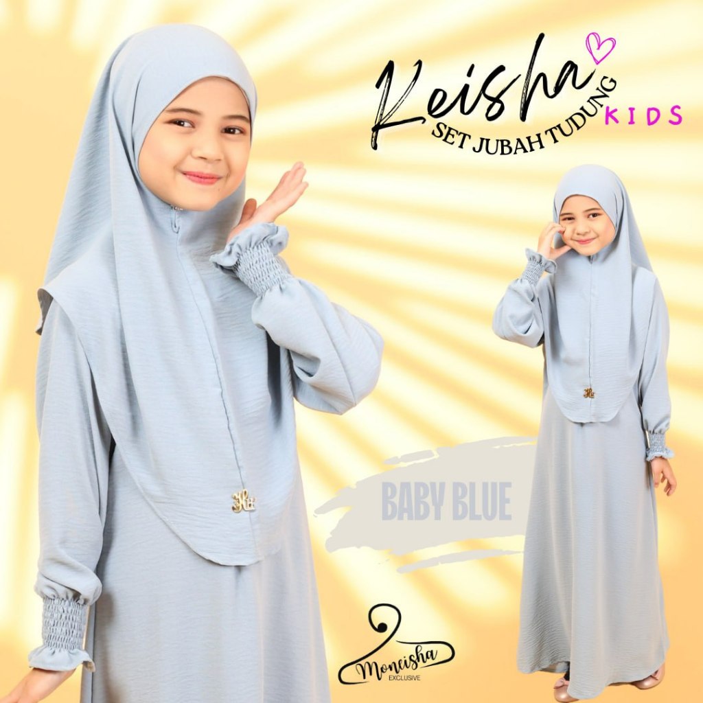 Keisha Set Jubah Tudung Kids | Kain Cey Crepe Ironless | With Free Tudung Sarung + Cantik Design ...