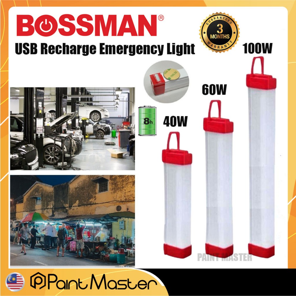 Bossman USB Recharge Led Tube Light Emergency Light Lampu Cas Gantung ...