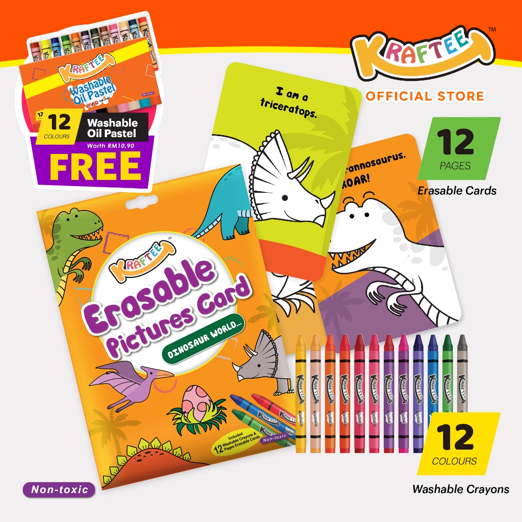 FREE Oil Pastel - Kraftee Erasable Pictures Card with 12ct Washable ...