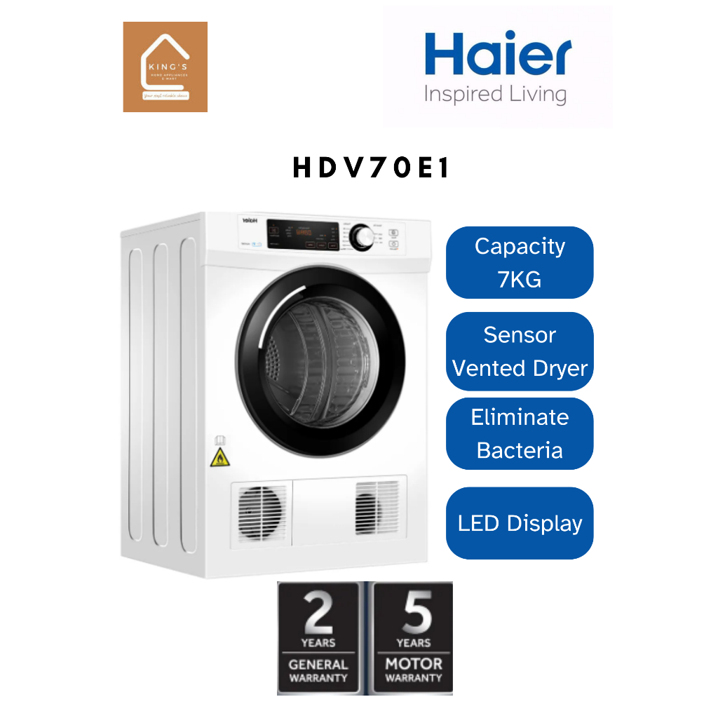 Haier 7kg Dryer Series Sensor Vented Dryer HDV70E1 | Mesin Pengering ...