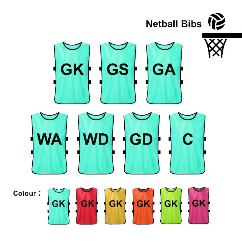 Netball Bib/Netball Vest Set of 7 pcs / Bib Bola Jaring Junior/Senior ...