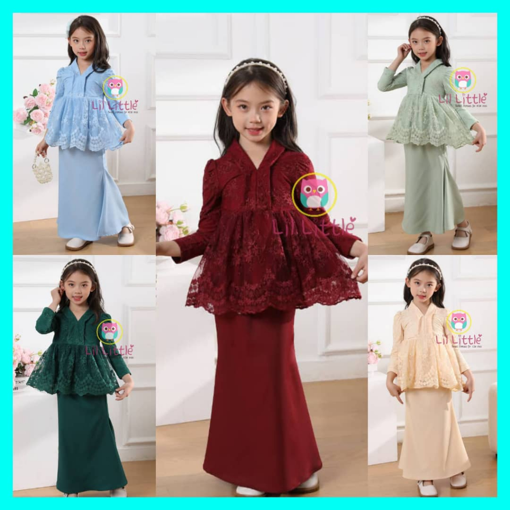 LIL LITTLE BK85 Baju Raya Terkini 2024 Baju Kurung Budak Murah Kebaya Peplum Baju Raya Kurung ...