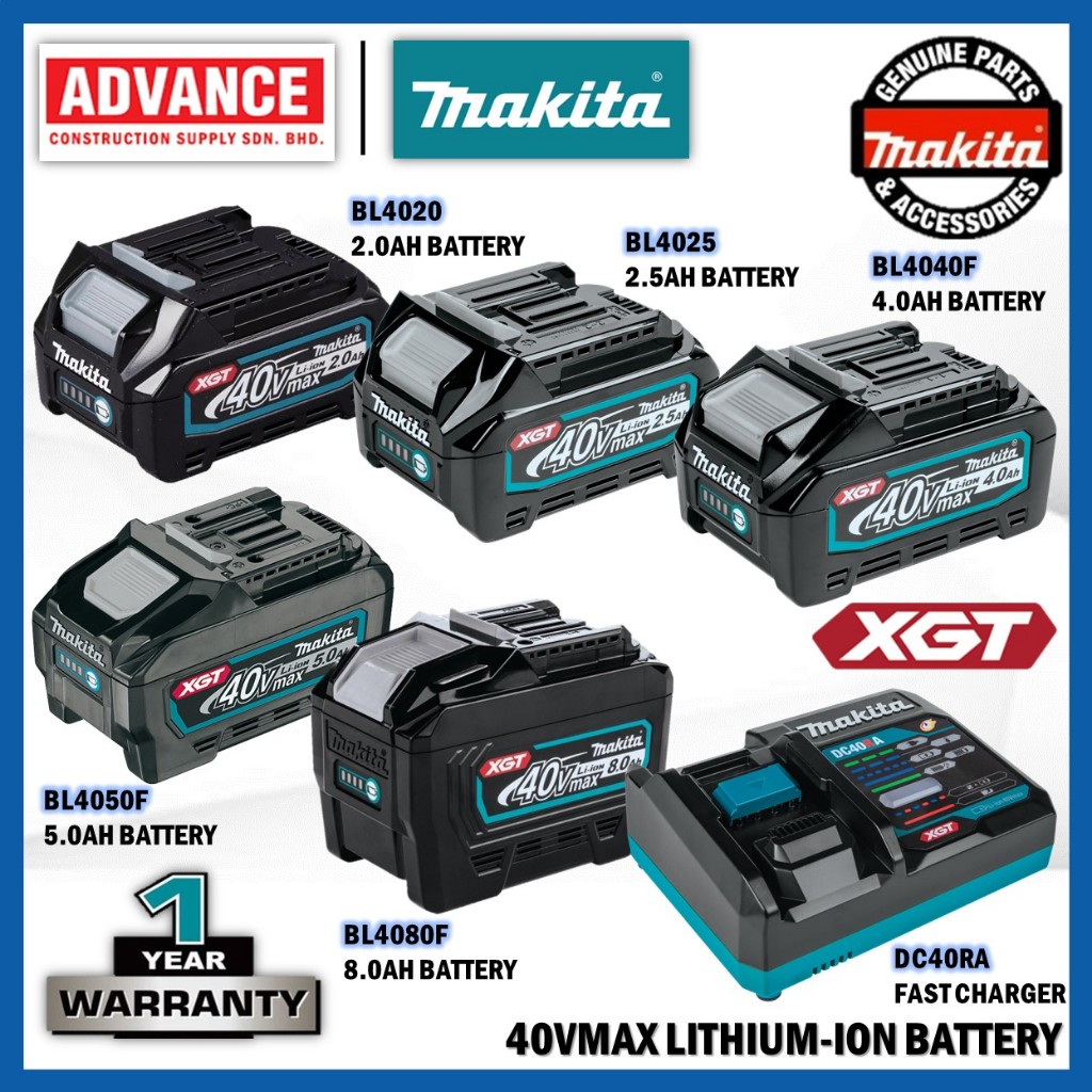 MAKITA BL4020 / BL4025 / BL4040 / BL4050F / BL4080F / DC40RA / DC40RC 40V BATTERY AND CHARGER ...