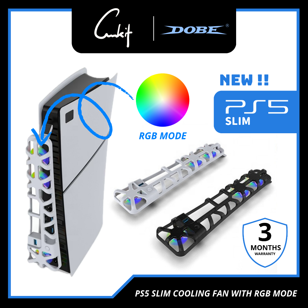 25.07 SALE 】DOBE PS5 Slim Cooling Fan With RGB Mode Effect Support PS5 ...