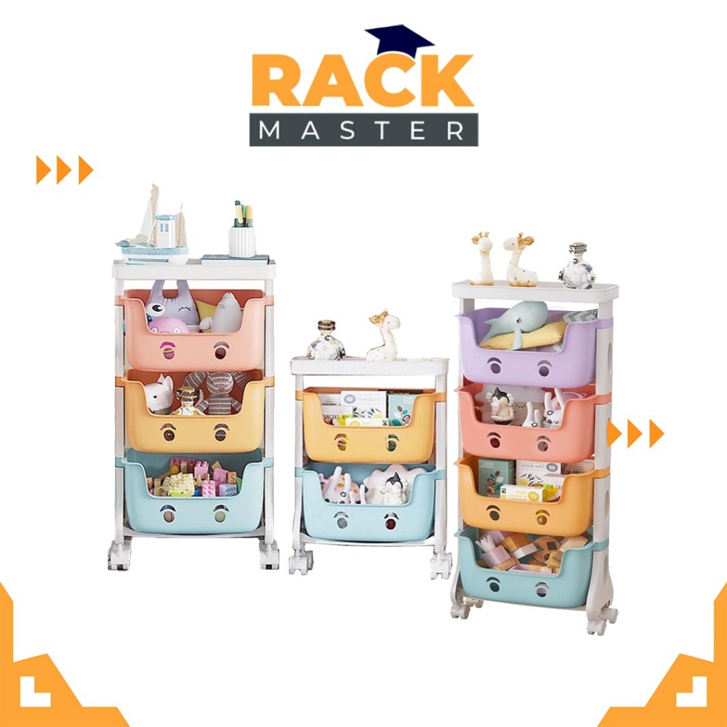 𝗥𝗔𝗖𝗞 𝗠𝗔𝗦𝗧𝗘𝗥 Children's Toy Organizer Storage Cute Trolley Cart Kids ...