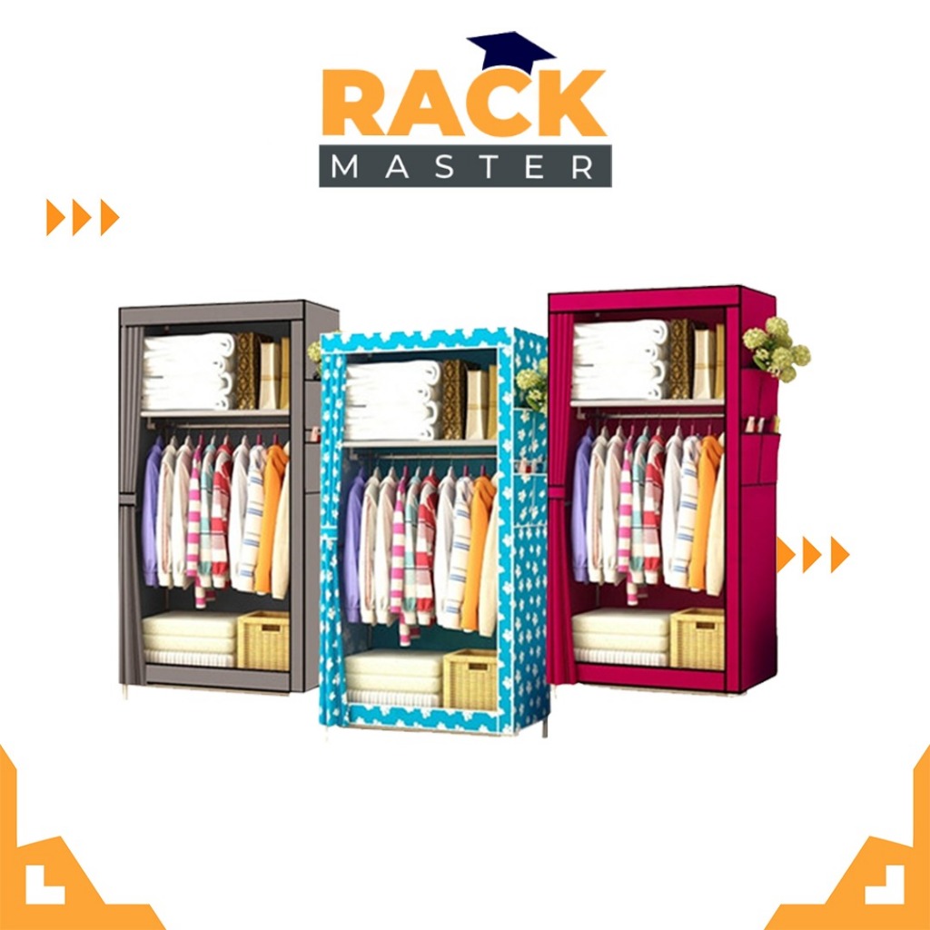 𝗥𝗔𝗖𝗞 𝗠𝗔𝗦𝗧𝗘𝗥 Multifunctional Wardrobe Dust Cover Curtain Clothes Rack ...