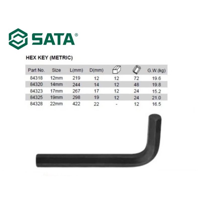 SATA BLACK PLATED HEX KEY / 12MM 14MM 17MM 22MM 27MM / ALLEN KEY / L ...