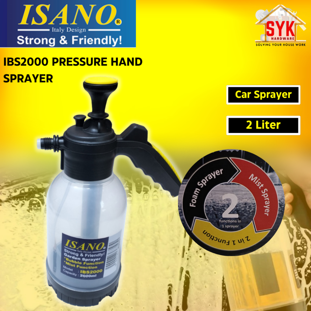 SYK Isano IBS2000 2 in 1 Function Pressure Hand Sprayer Car Foam Water ...