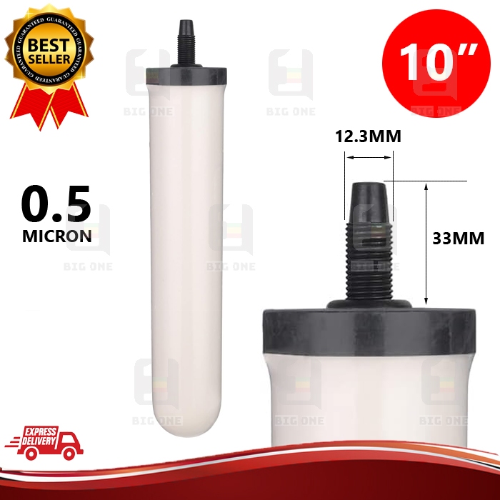 (0.5 MICRON) 10" CTC CERAMIC WATER FILTER CANDLE CARTRIDGE REPLACEMENT CTC SERAMIK FILTER ...