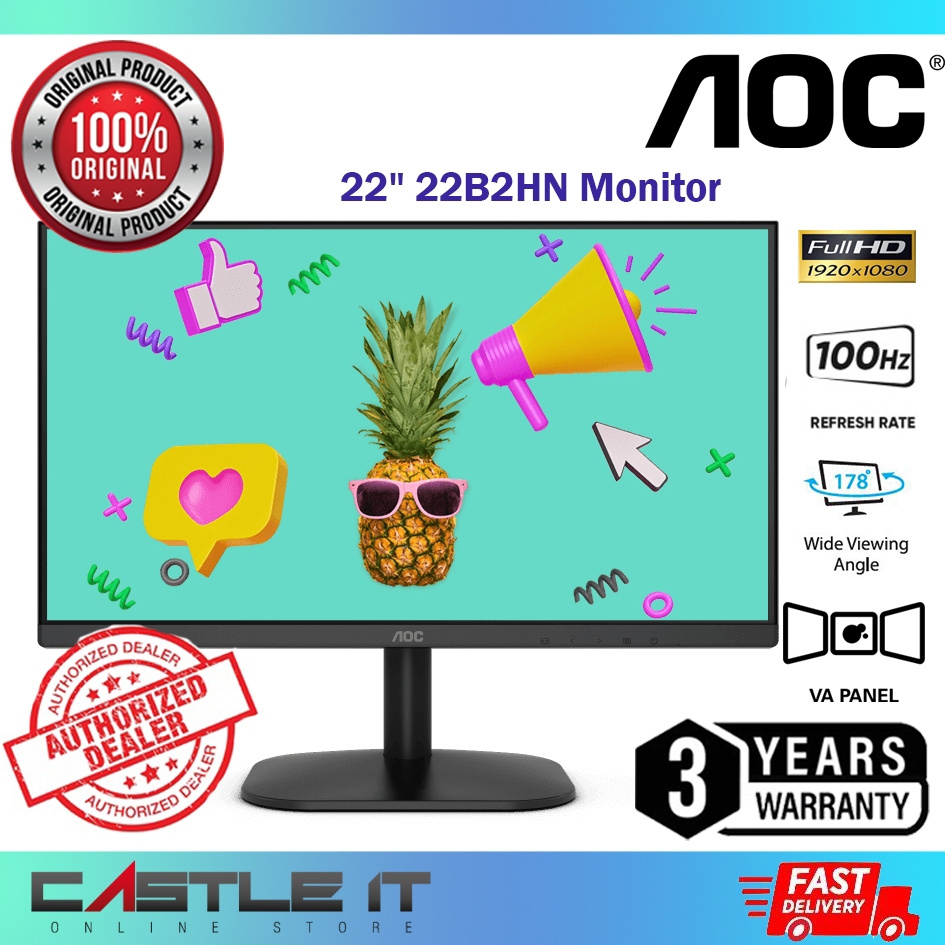AOC 22" 22B2HM2 21.5" VA Full HD 100HZ 4MS VGA HD MI Bordless Monitor ...