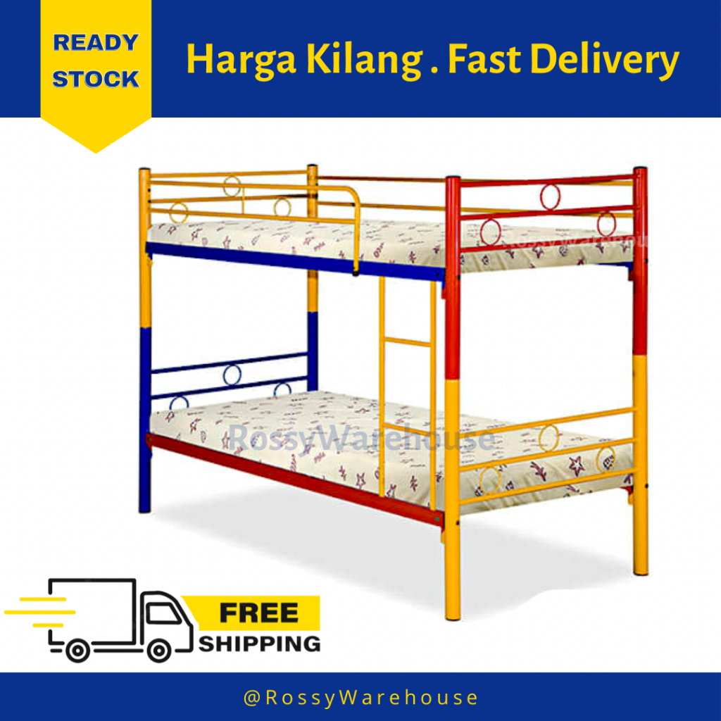 FREE SHIPPING DOUBLE DECKER / BUNK BED / KATIL BESI 2 TINGKAT / DOUBLE ...