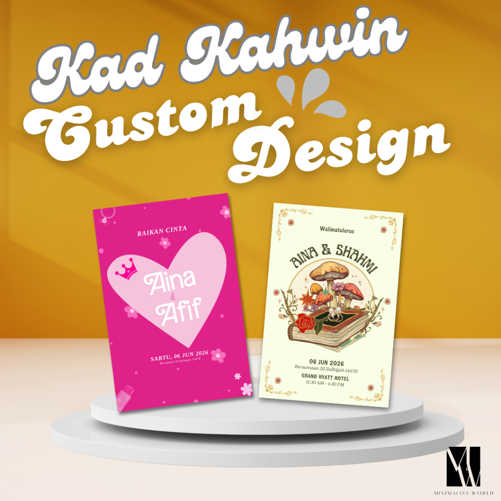 [2 HARI SIAP] Kad Kahwin Custom Theme & Design A6 Size FREE Envelope + FREE QR CODE! Minimalist ...