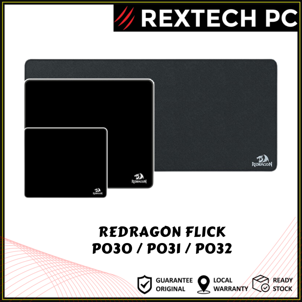 REDRAGON Flick P030 M / P031 L / P032 XL Black Gaming Mousepad | Shopee ...