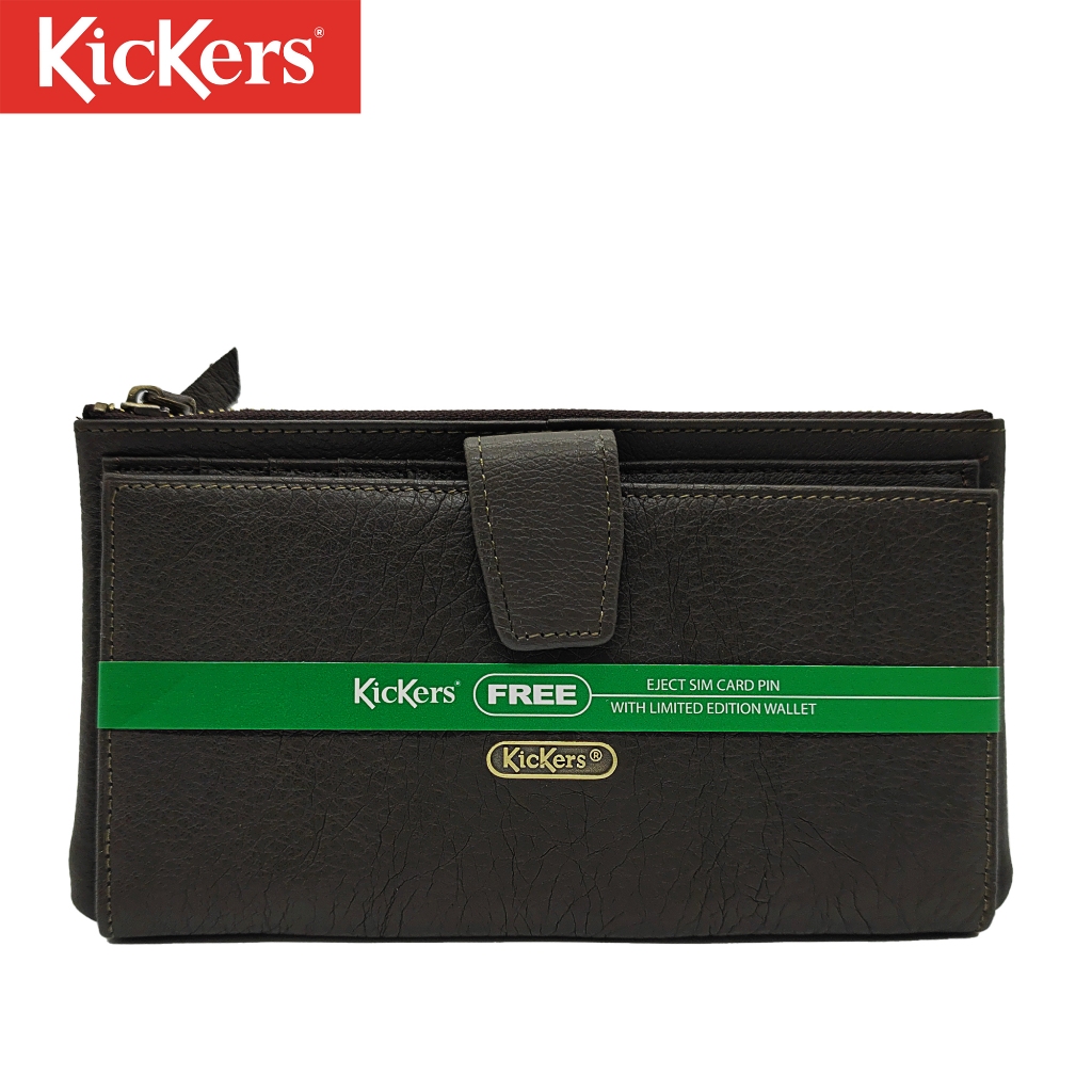 Kickers Genuine Top Grain Cow Leather Unisex Bifold Long Wallet Purse # ...