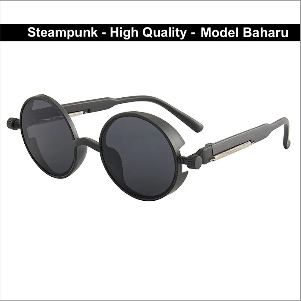 Steampunk Round Rim Sunglasses With Blinders Spek Mata Hitam Gaya ...