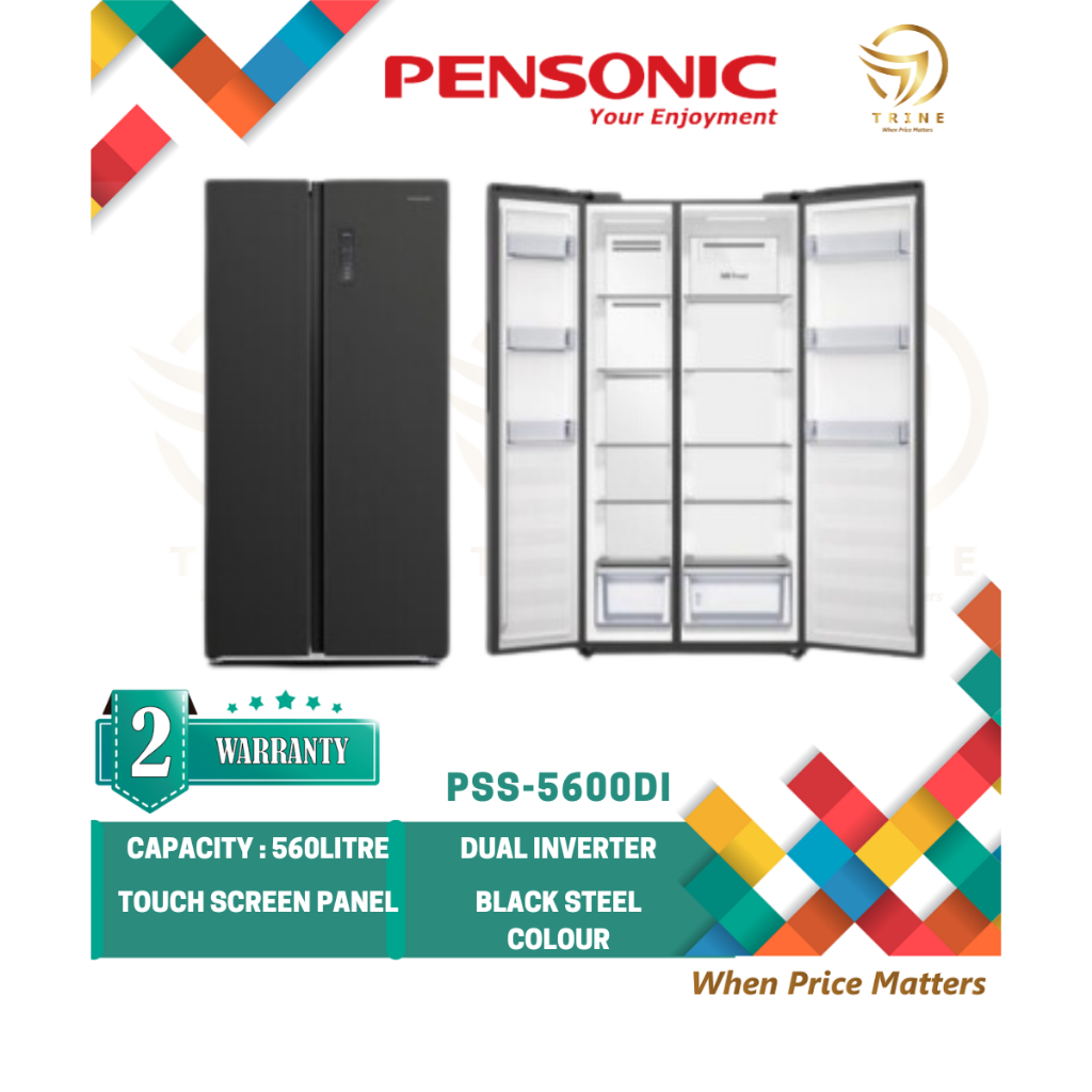 PENSONIC 560L SIDE BY SIDE 2 DOOR REFRIGERATOR PSS-5600Di | Shopee Malaysia