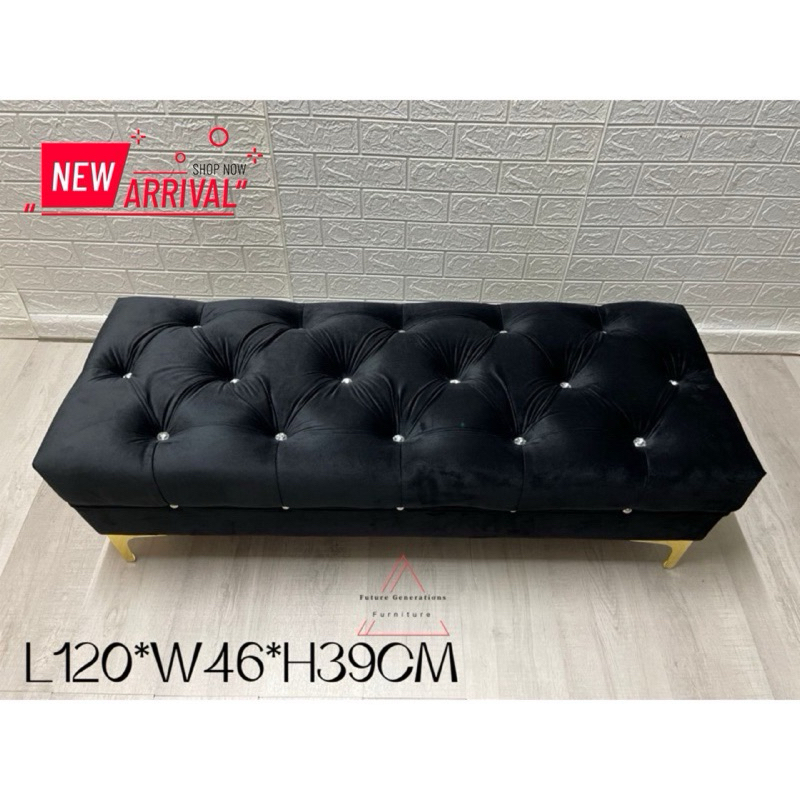 【Ready stock】4Ft Velvet Nordic Gold Leg Bench Chair/Baldu Cushion Bench ...