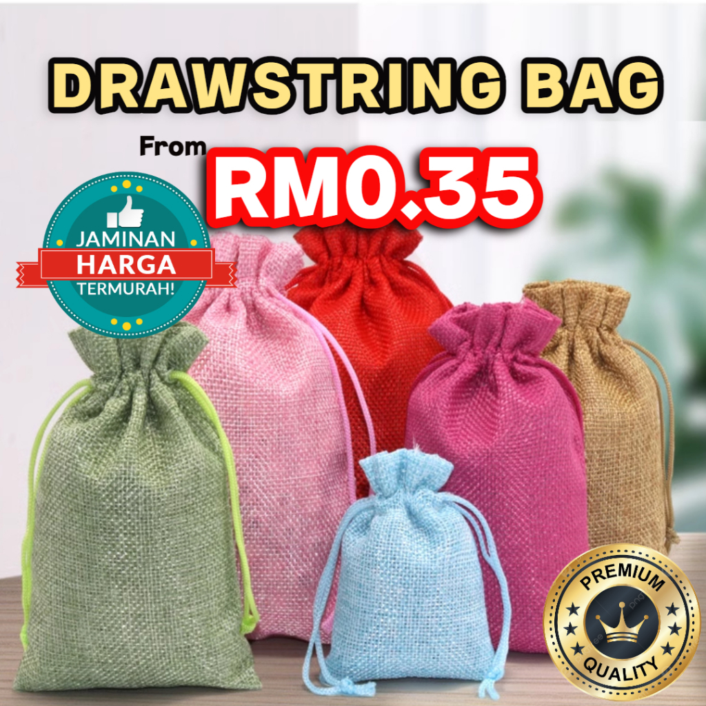 Murah Cute Drawstring Bag Pouch Bag Jute Bag Jewellery Bag Gift Bag ...