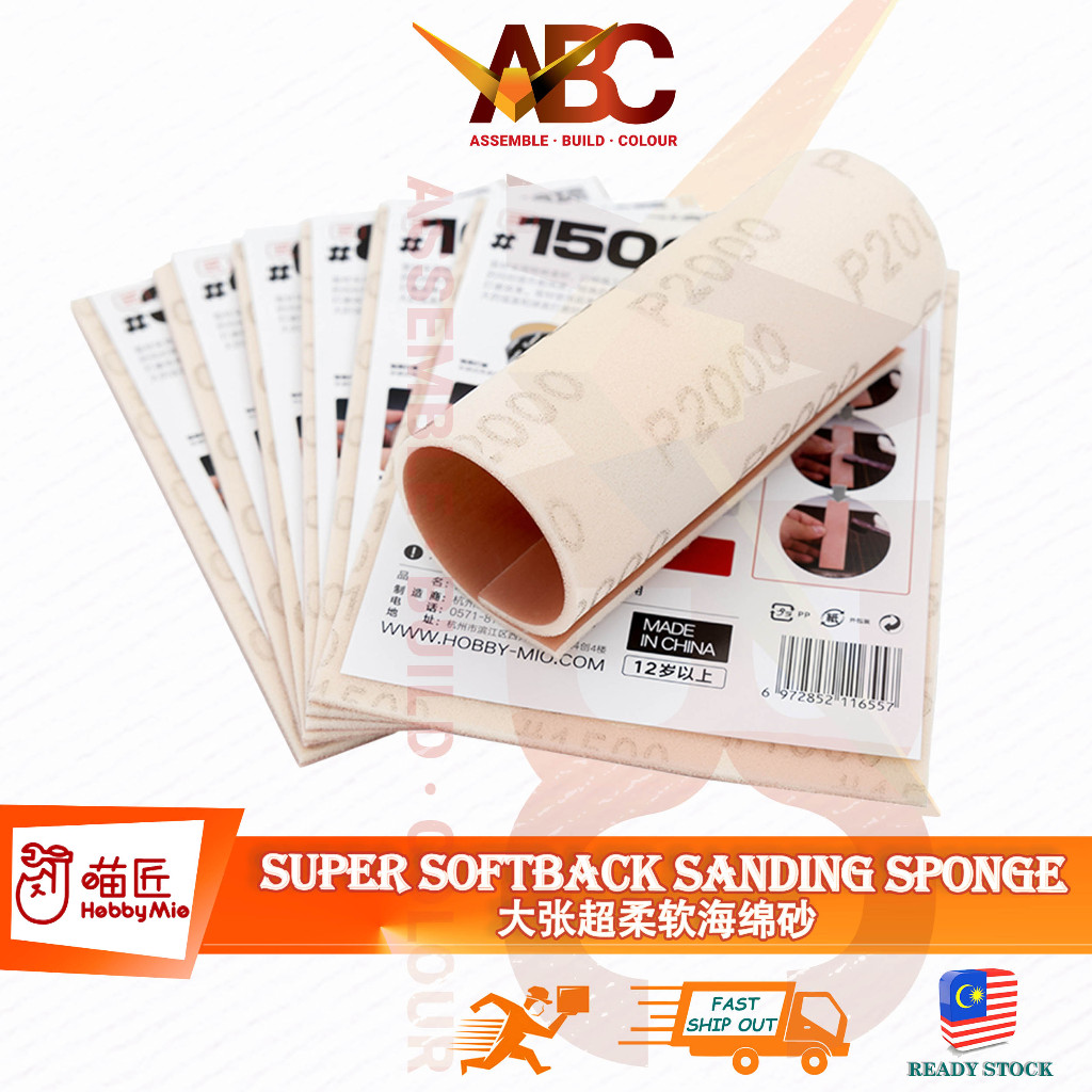 (HobbyMio) Super Soft Sanding Sponge Sheet - 3mm Softback Sandpaper 320 ...