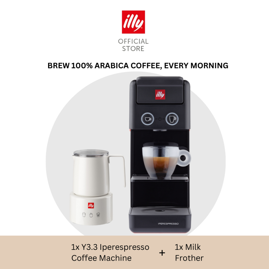 illy Y3.3 iperEspresso Capsule Coffee Machine with Milk Frother Set ...