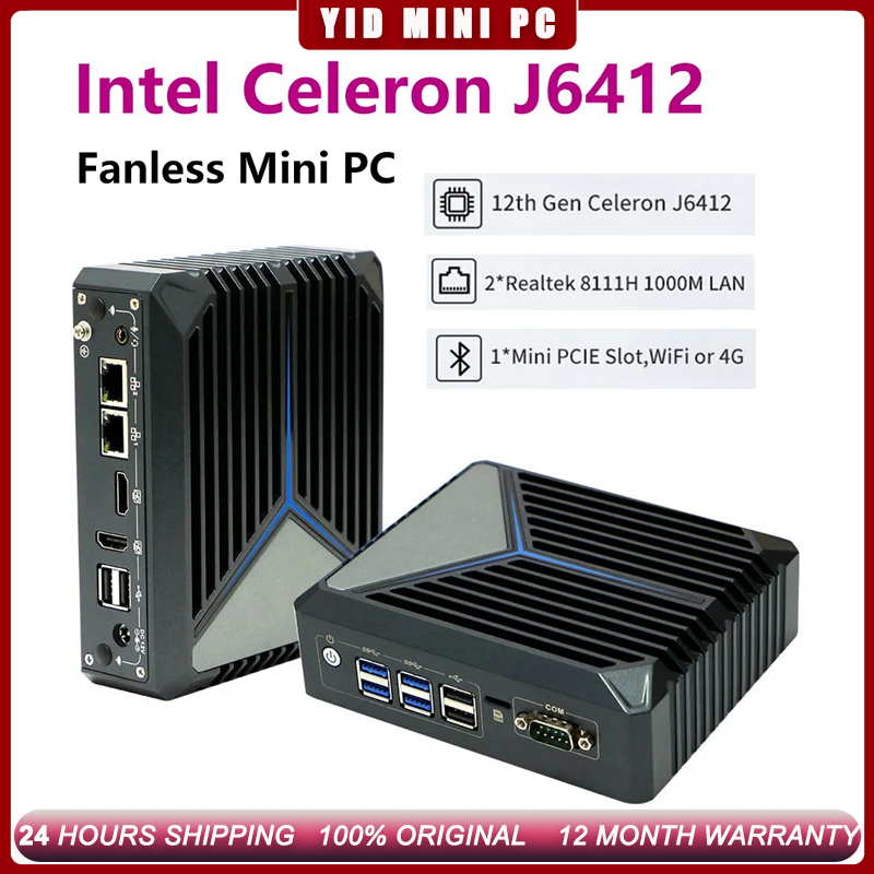 Mini PC Fanless 12th Gen Celeron J6412 DDR4 3200MHz 16G+512G SSD ...