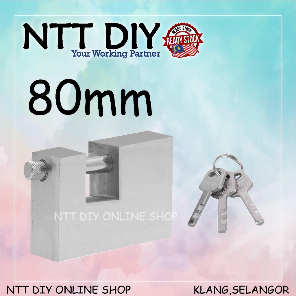 NTT DIY 80mm Anti Cut Chrome Brass Side Open Shutter Pad Lock [ Ready ...