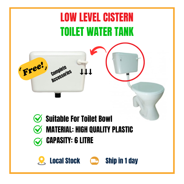 Premium Plastic Flush Low Level 6L Flush Cistern Toilet Cistern Tandas ...