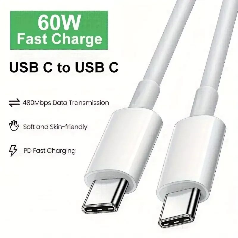 60W USB C -C Fast Charging Cable PD Cable Fast Charging C To Type C ...