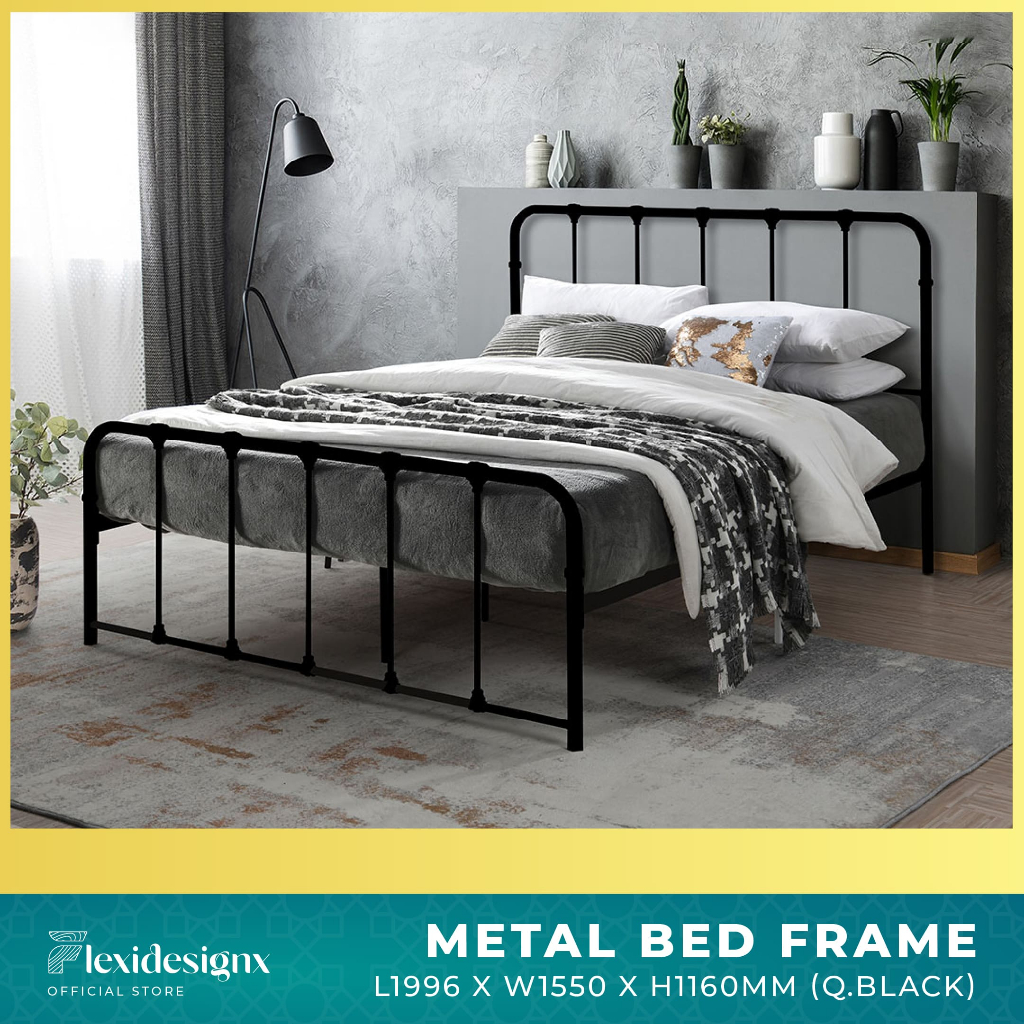 Single Bed Frame Metal Bed Katil Besi Modern Korean Design Headboard ...