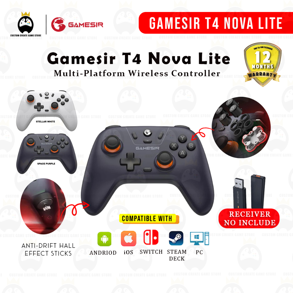 Gamesir T4 Nova Lite Multi-Platform Wireless Game Controller Hall Effect PC Laptop Steam Android ...