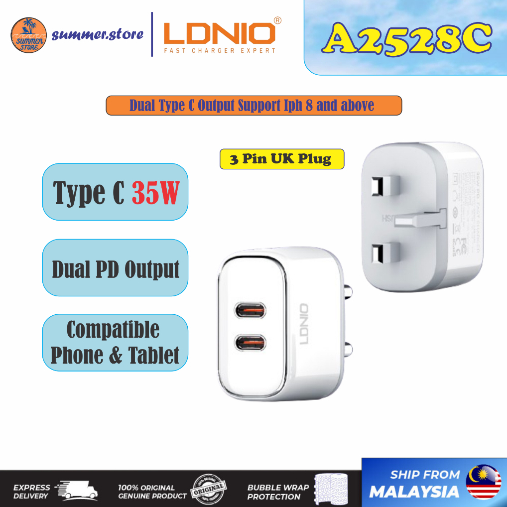LDNIO A2528C Super Fast Charge 35W Usb Cables Chargers Power Adapter ...