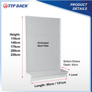 TTF Rack™ (WALL GONDOLA 1 LEVEL) Wall Gondola Perforated Back Plate ...