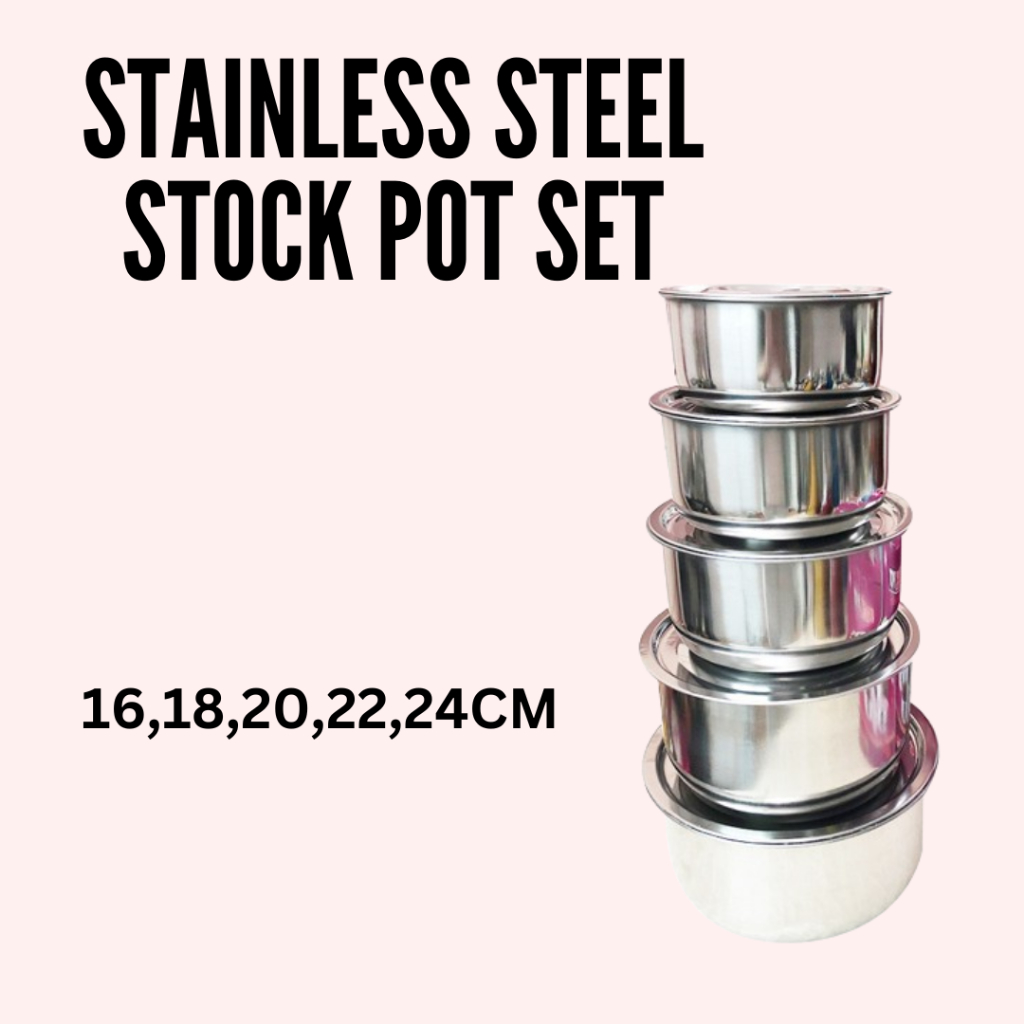 STAINLESS STEEL DEGCHI POT 5PCS SET (16/18/20/22/24CM) | Shopee Malaysia
