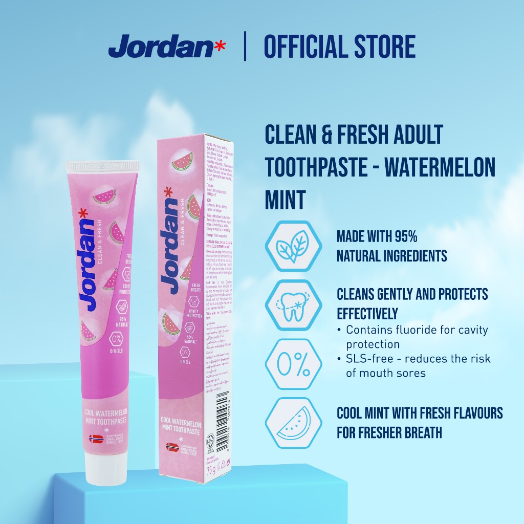 Jordan Clean & Fresh Adult Toothpaste 75g - Assorted Flavours | Shopee ...