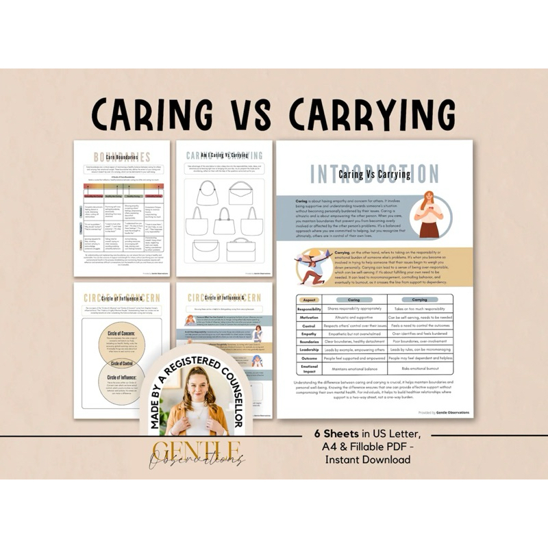 Caring Vs Carrying: Healthy Boundary Setting Worksheets, Compassion ...