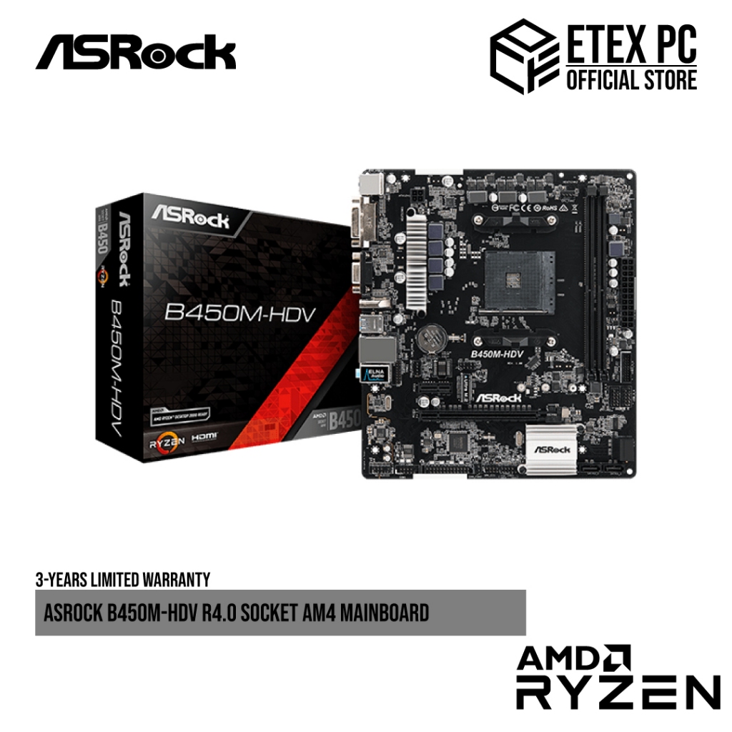 ASRock B450M-HDV R4.0 Socket AM4 Mainboard # ASRK-B450M-HDV-R4.0 ...